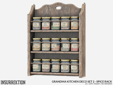 Second Life Marketplace - [IK] Grandma Kitchen Deco Set 2 - Spice Rack